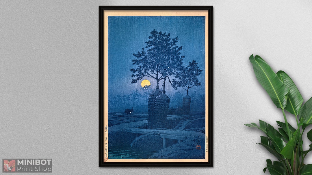 Kawase Hasui - Full Moon at Kamo - Japanese Woodblock Art Print - Etsy