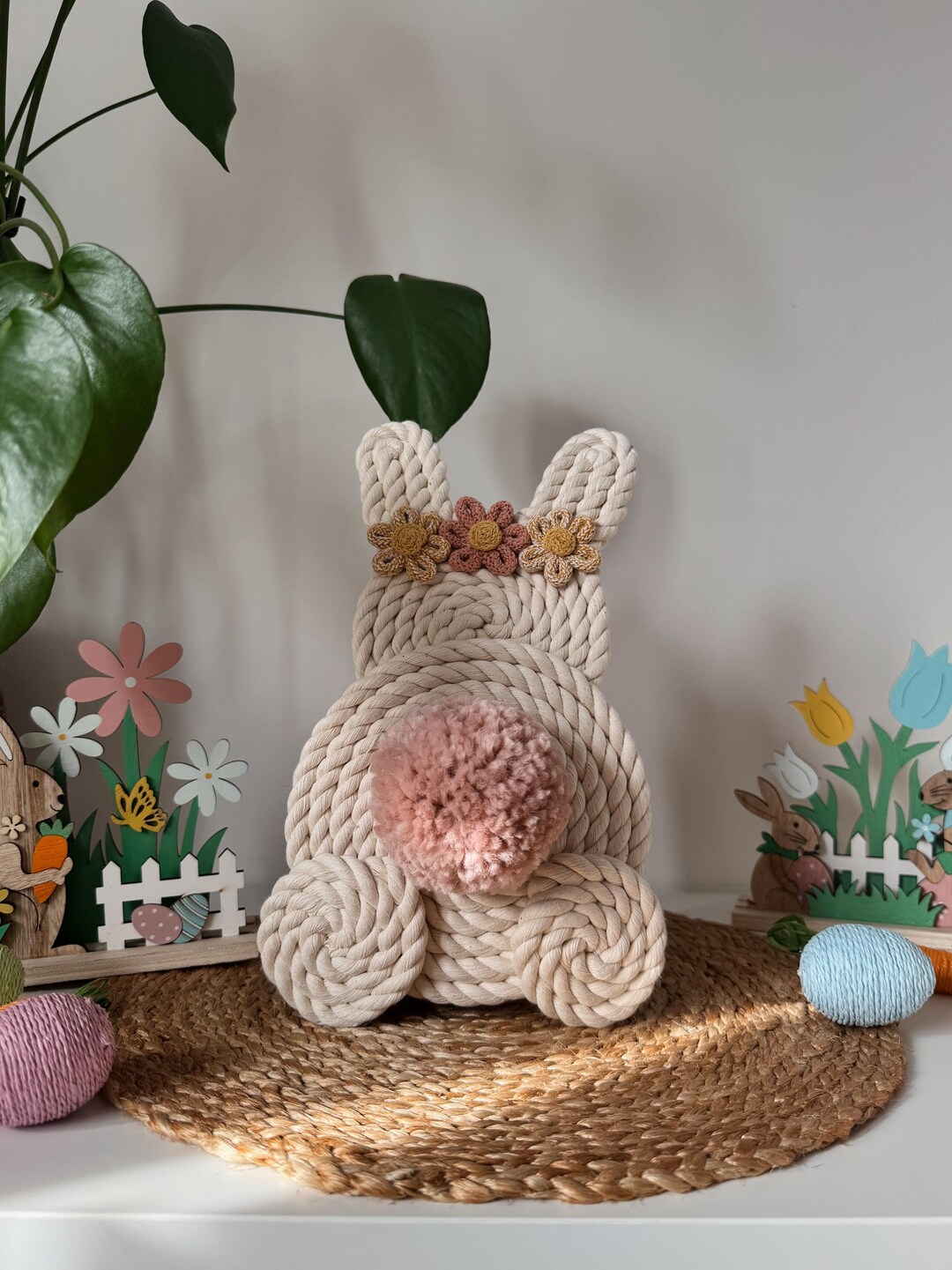 The Boho Blush Easter Bunny Wall Hanging | Macrame Rabbit | Room Decor ...