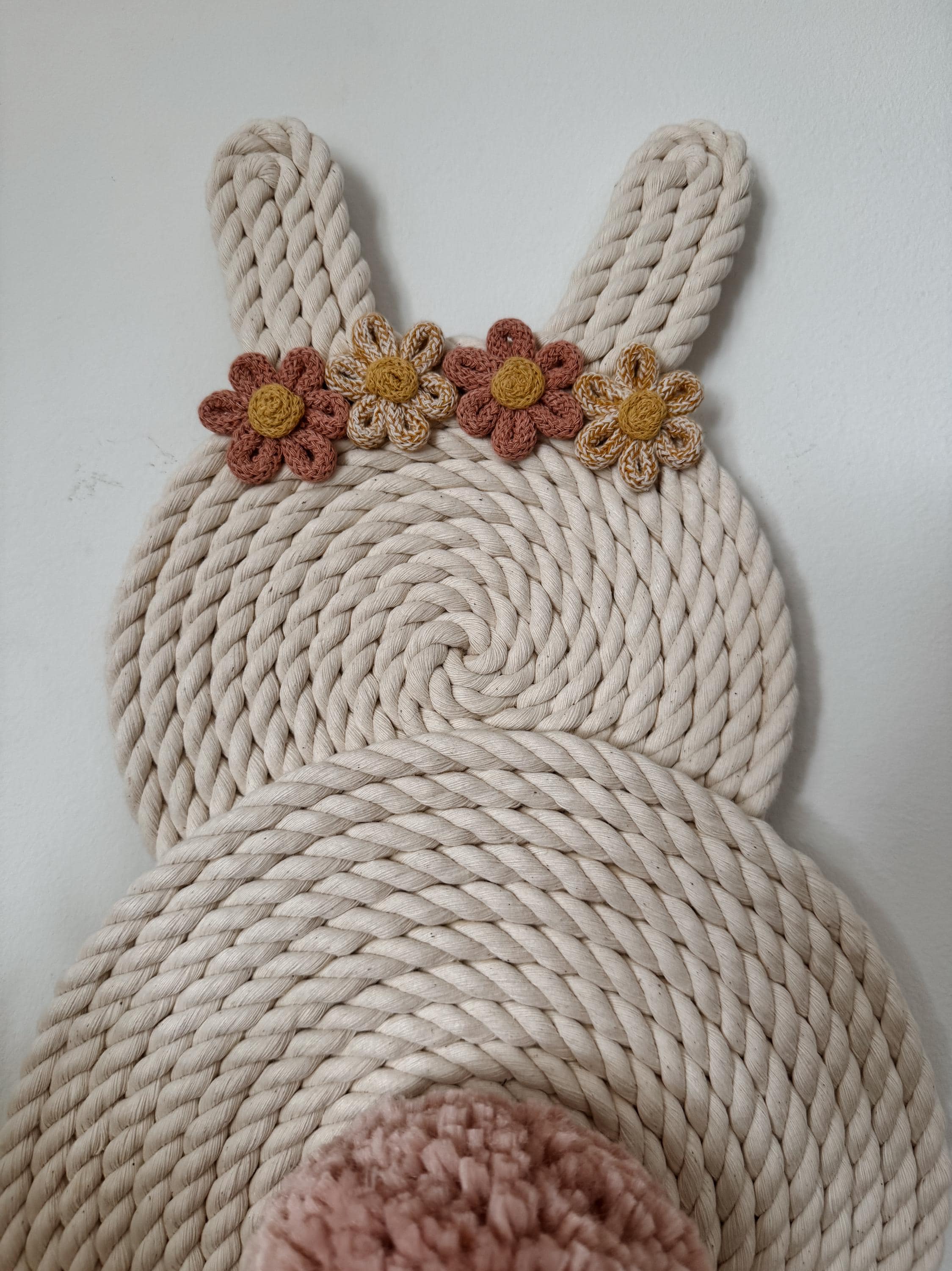 Macrame Easter Bunny Wall Hanging | Boho Pom Pom Decor - Etsy