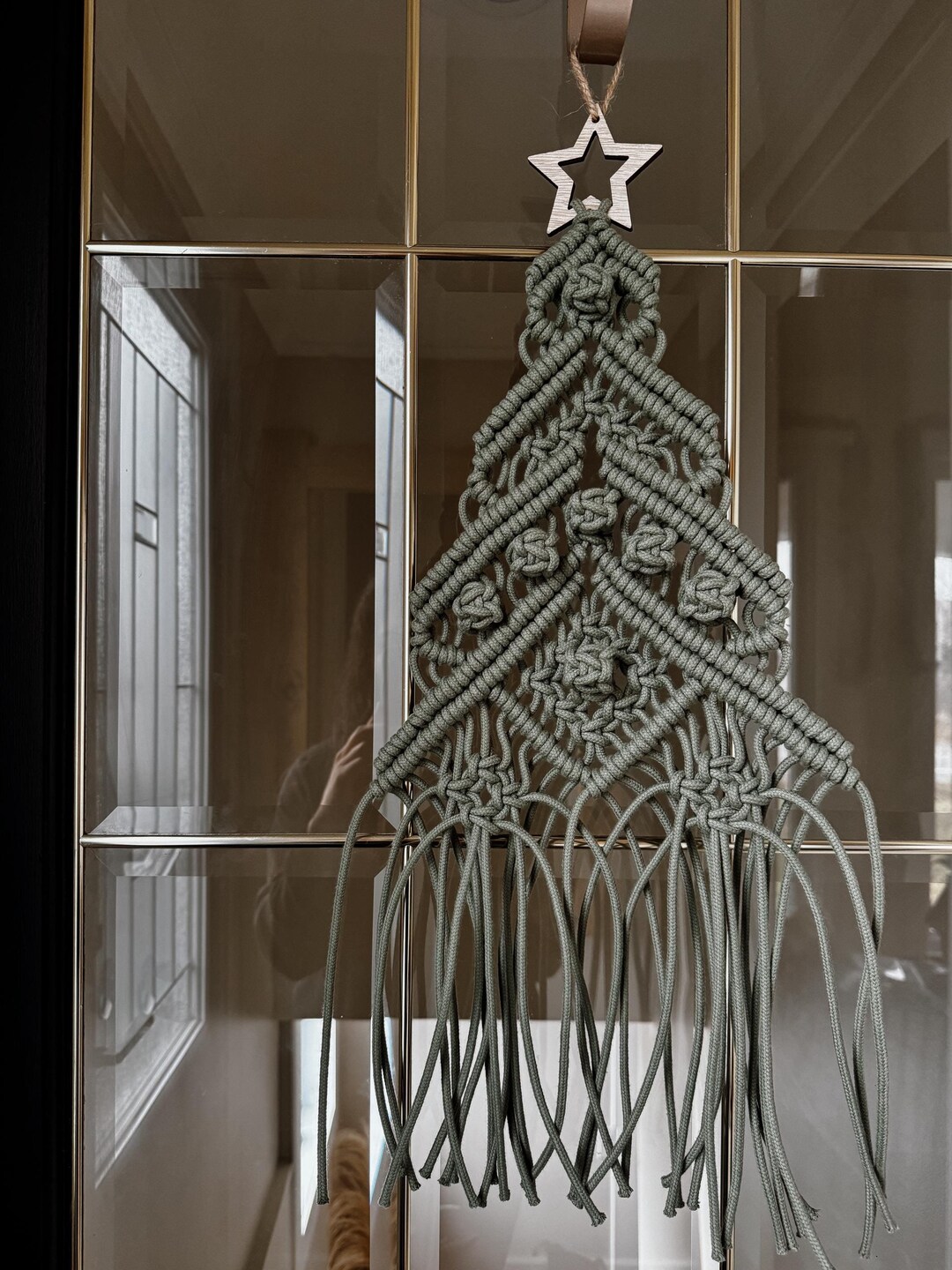 Sage Green Macrame Christmas Tree | Boho Holiday Wall Decor - Etsy