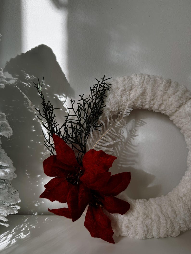 Boho Burgundy Floral Christmas Wreath | Holiday Door Decor - Etsy