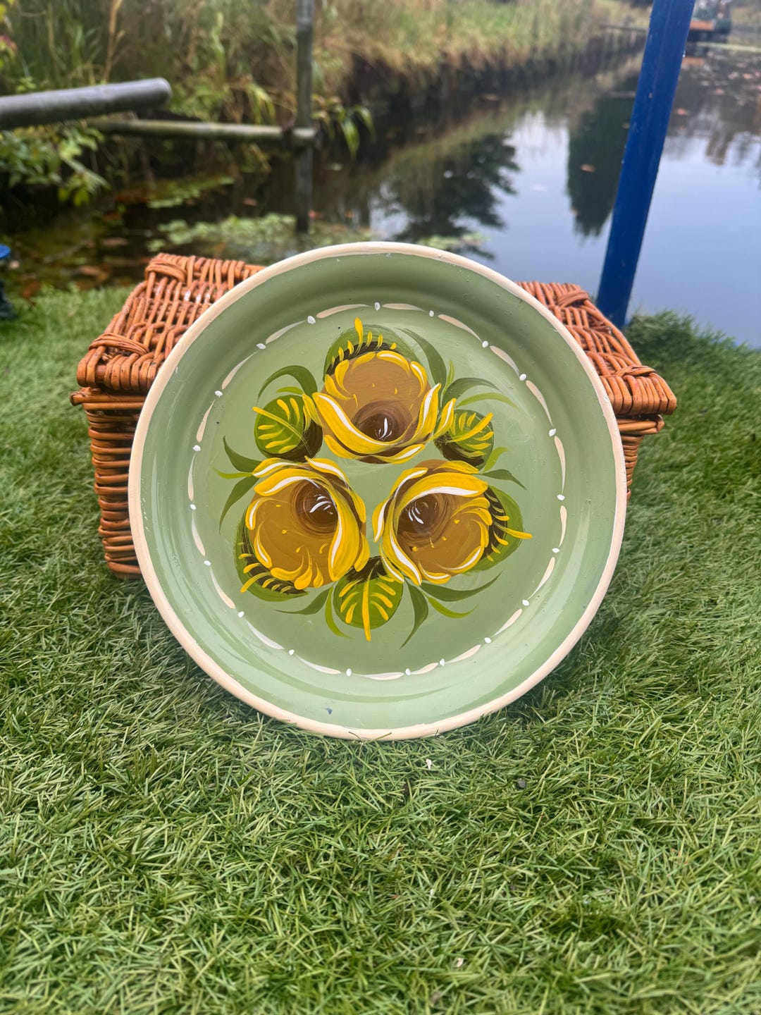 Canal Ware Canal Art Bargeware Narrowboat Plate in Light Green - Etsy UK