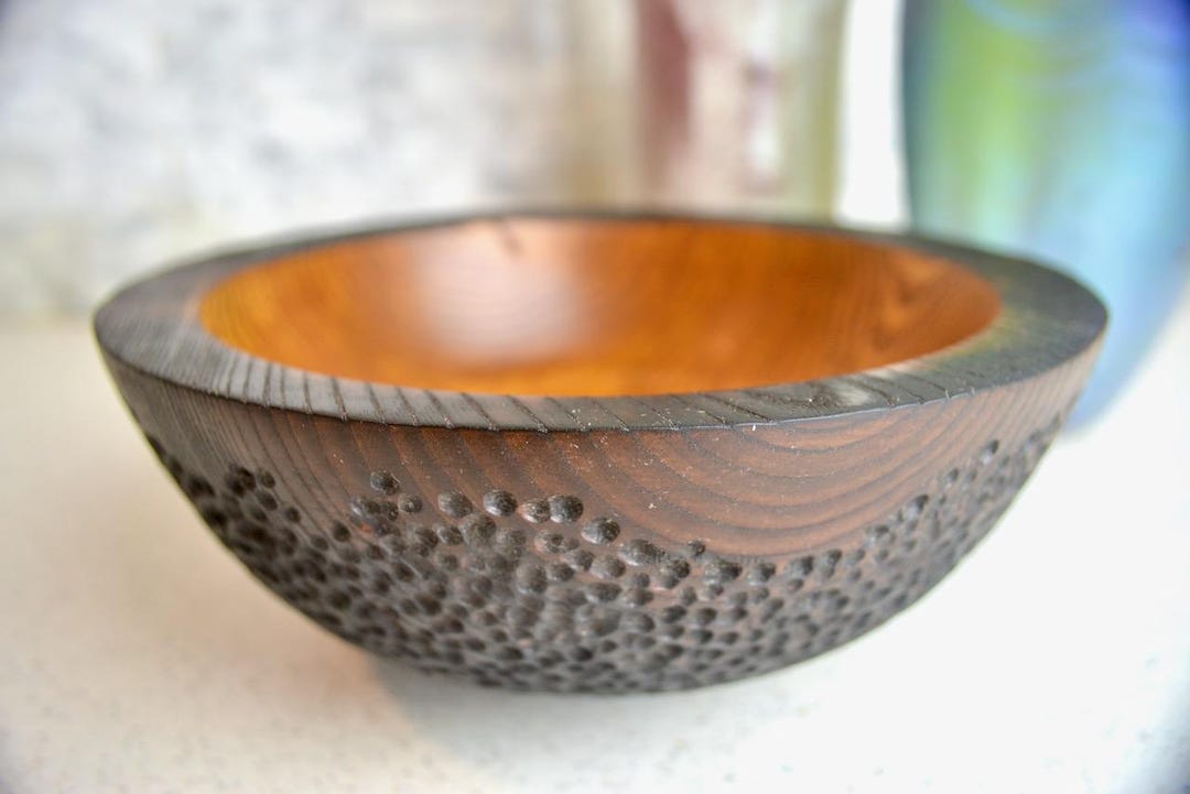 Shou Sugi Ban Bowl - Small Blackened Wood Bowl With Golden Interior - Etsy