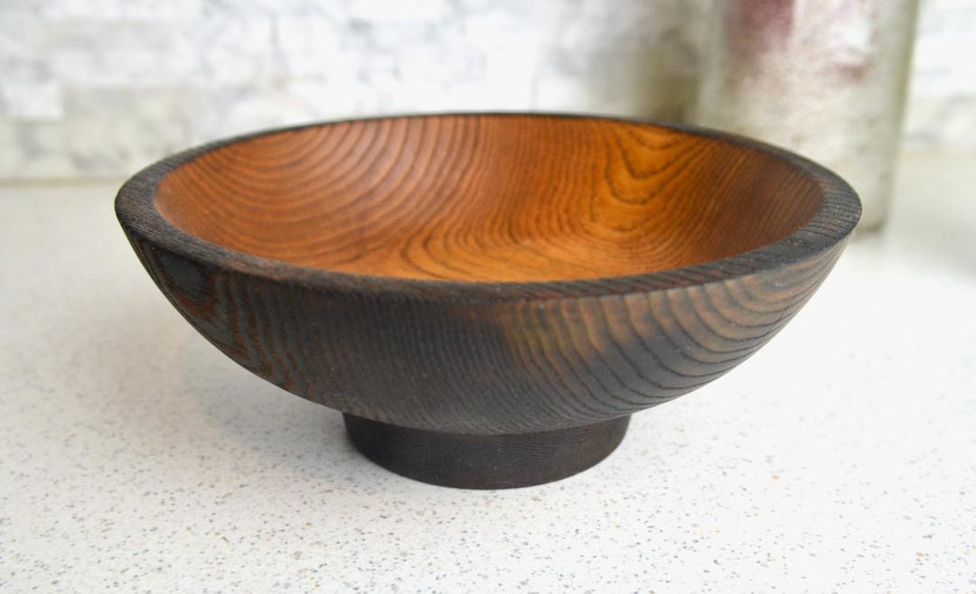 Shou Sugi Ban Bowl - Raised Black Bowl With Golden Interior - Etsy