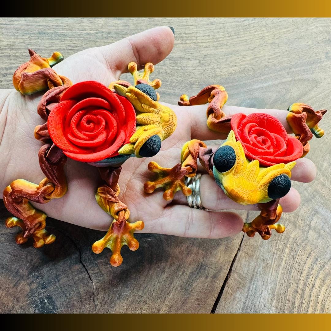 Articulated Frog, 3D Printed Frog, Rose Frog, Fidget Toy, Desk Toy ...