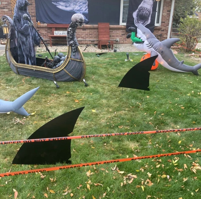 Shark Fin Yard Stake Yard Decor Halloween Shark Birthday - Etsy