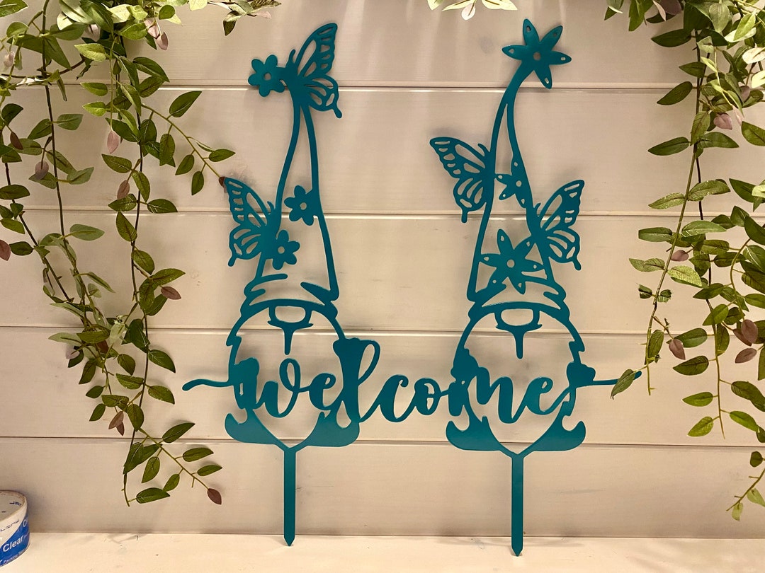 Gnome Welcome Sign Welcome Sign for Front Porch Gnome Garden - Etsy