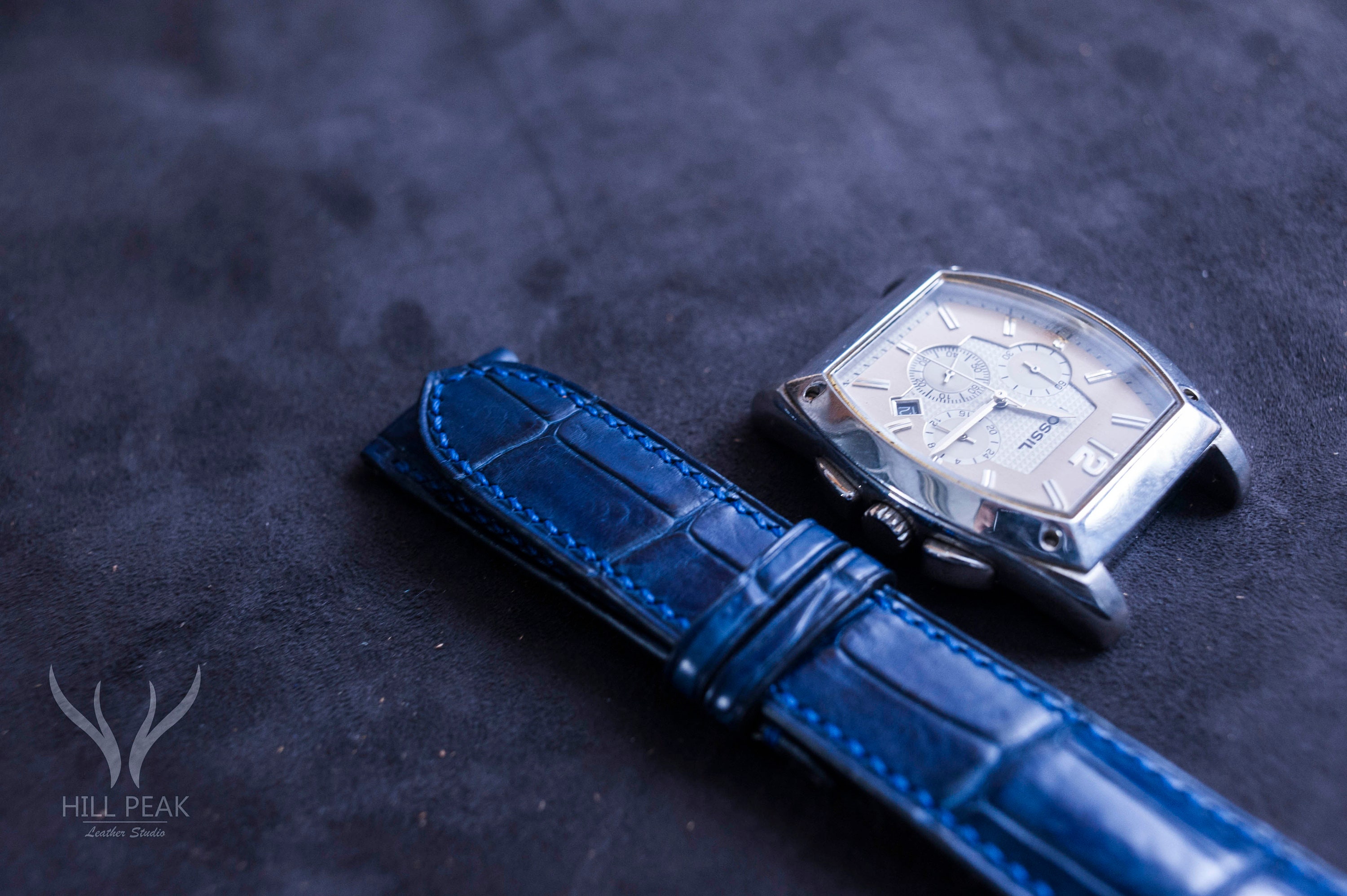 NAVY Alligator Watch Strap, Genuine Alligator Watch Band Wrist, Custom ...