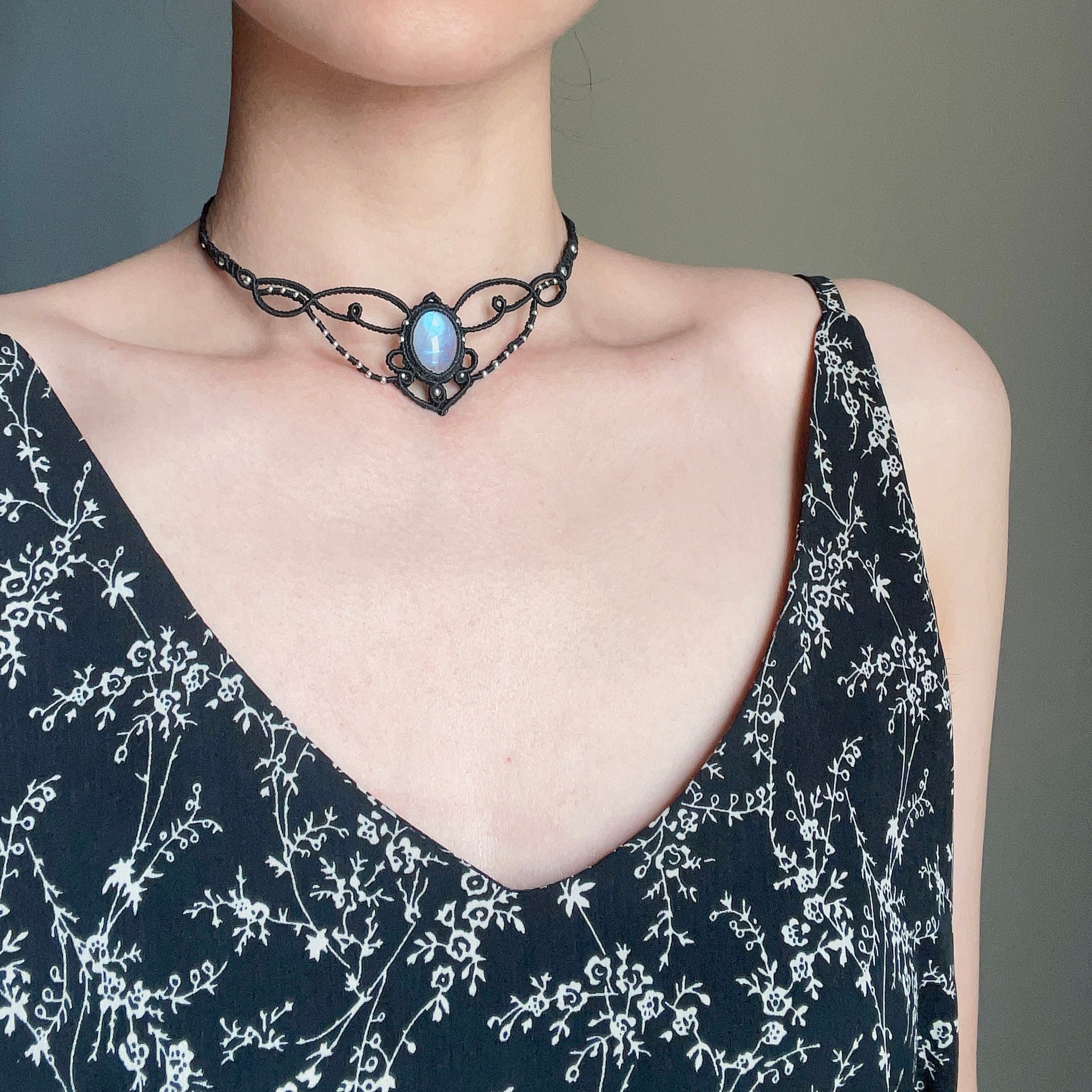 Moonstone Choker, Labradorite Choker, Moonstone Necklace, Moonstone ...