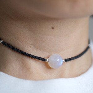 Macrame Moonstone Choker, Adjustable Silver Bead Necklace - Etsy