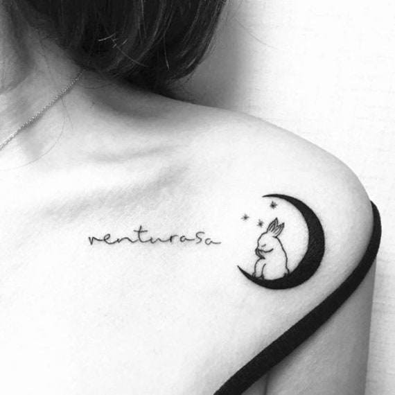 Rabbit On The Moon Tattoo