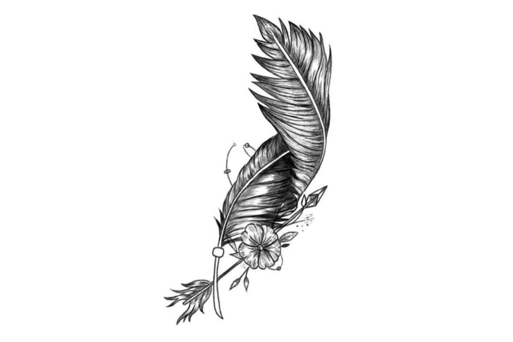 Feather Black And White Tattoo
