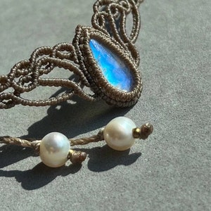 Nature Moonstone Choker, Moonstone Boho Necklace, Blue Moonstone ...