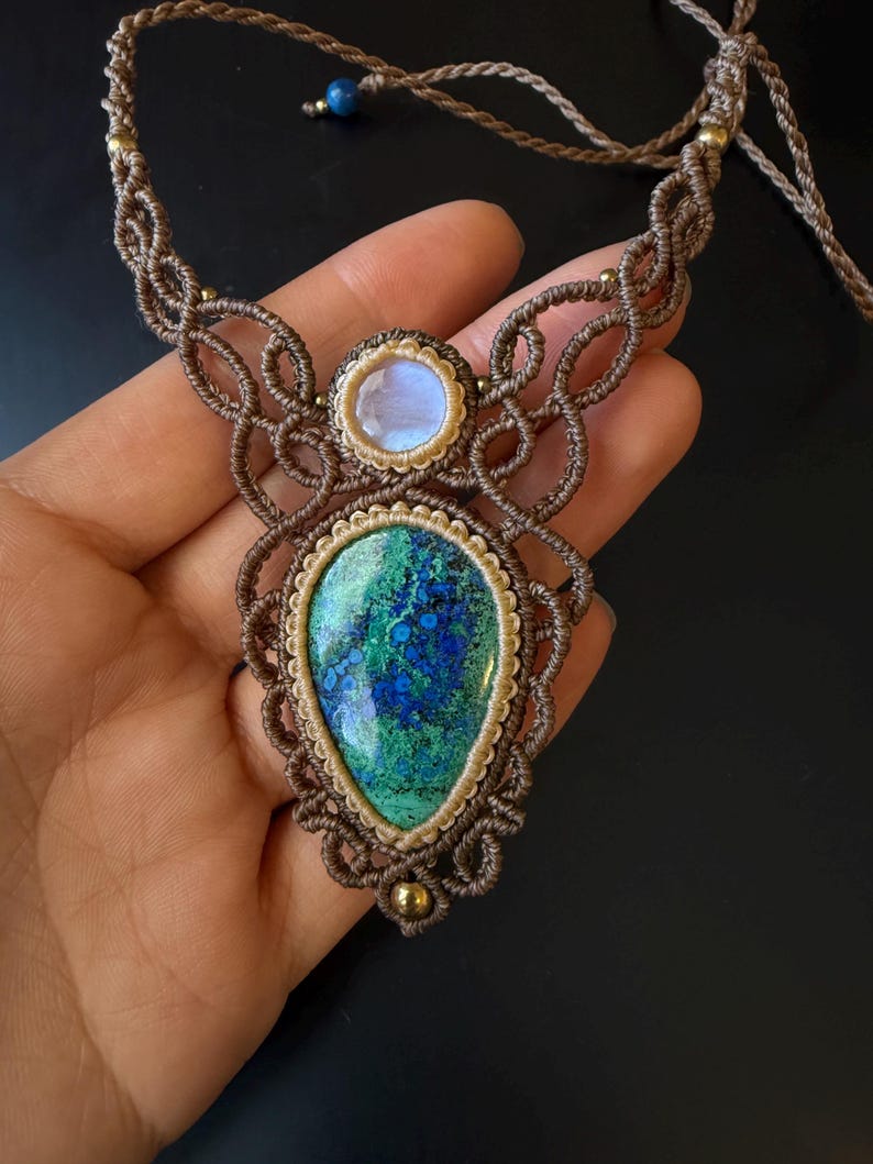 Turquoise Macrame Choker, Amethyst Boho Necklace - Etsy