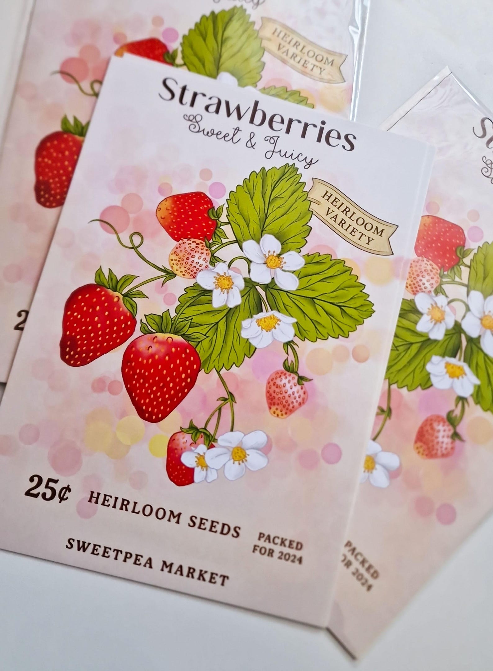 Strawberry Seed Packet Art Print – A5 | Hand Illustrated Nature ...