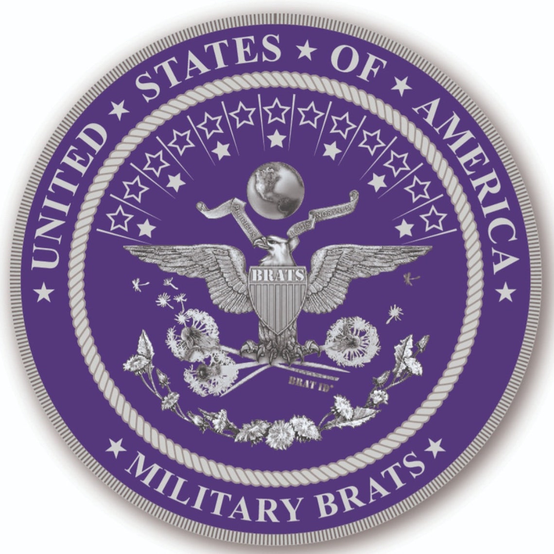 Military Brat Seal 4" Round Patch (brat Purple) - Etsy