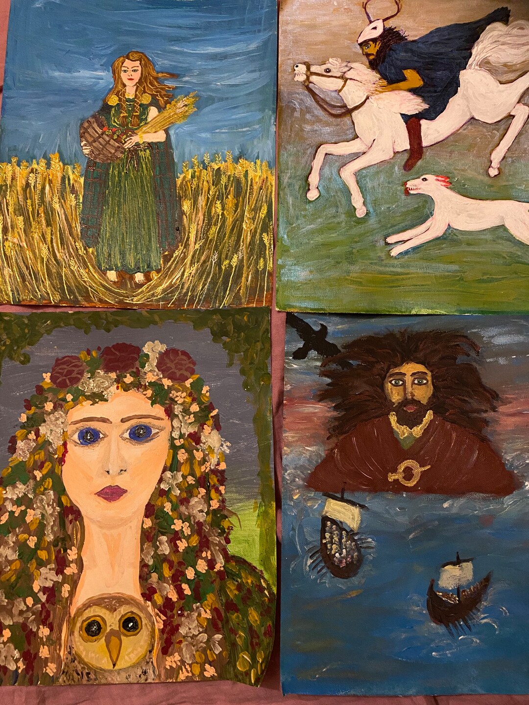 Welsh Deities Original Paintings Blodeuwedd, Bendigeidfran, Modern ...