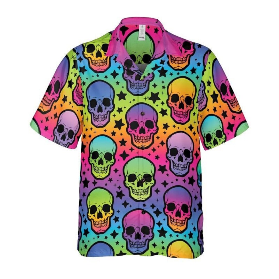 Gradient Skulls Button up Shirt - Etsy