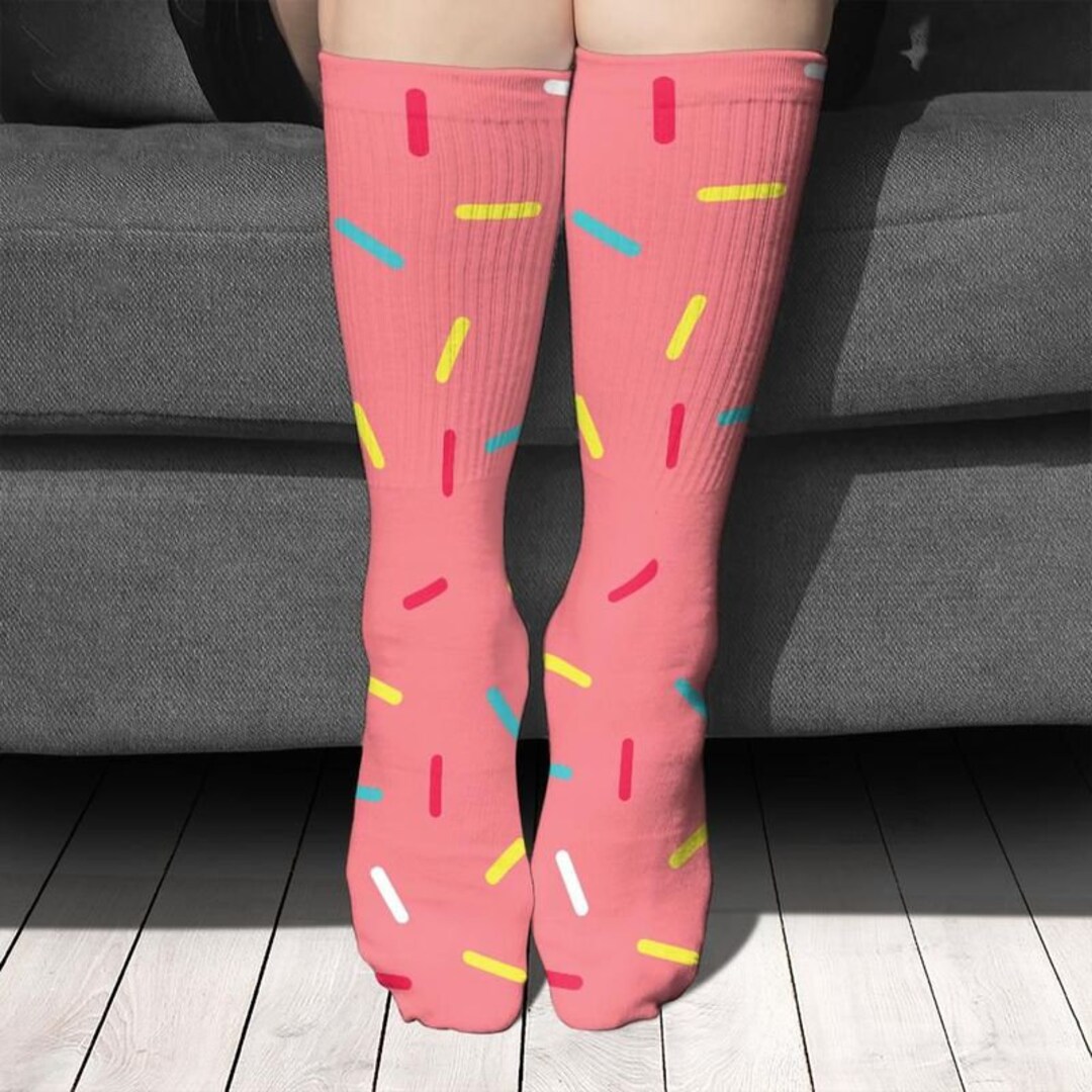 Pink Donut Sprinkles Socks - Etsy