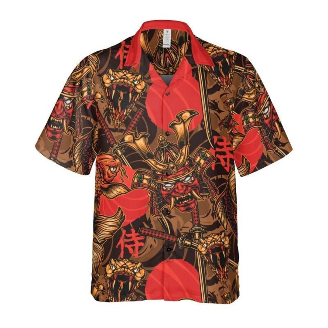 Samurai and Koi Fish Button up Shirt - Etsy