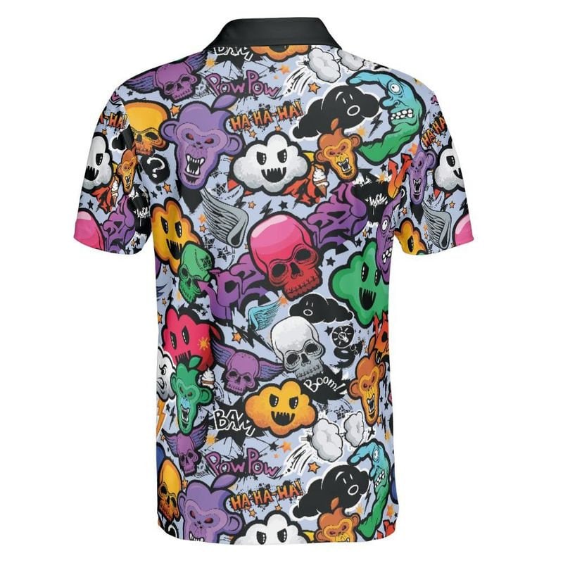 Spooky Graffiti Polo Shirt, Halloween Polo Shirt sold by Elected_Vicuna ...