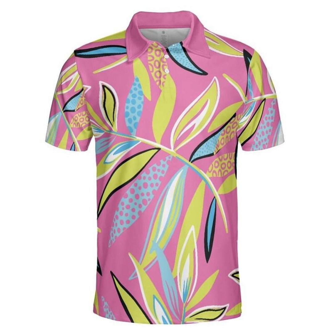 Tropical Pink Polo Shirt - Etsy