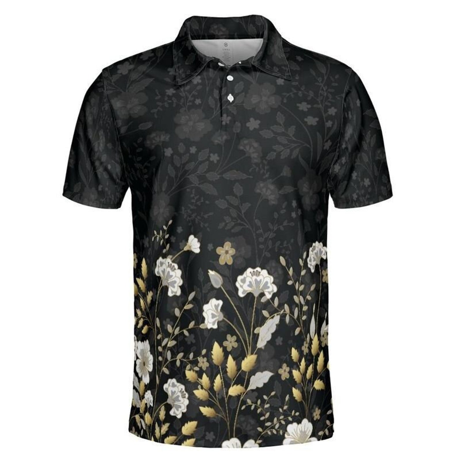 Gold Flowers Polo Shirt - Etsy