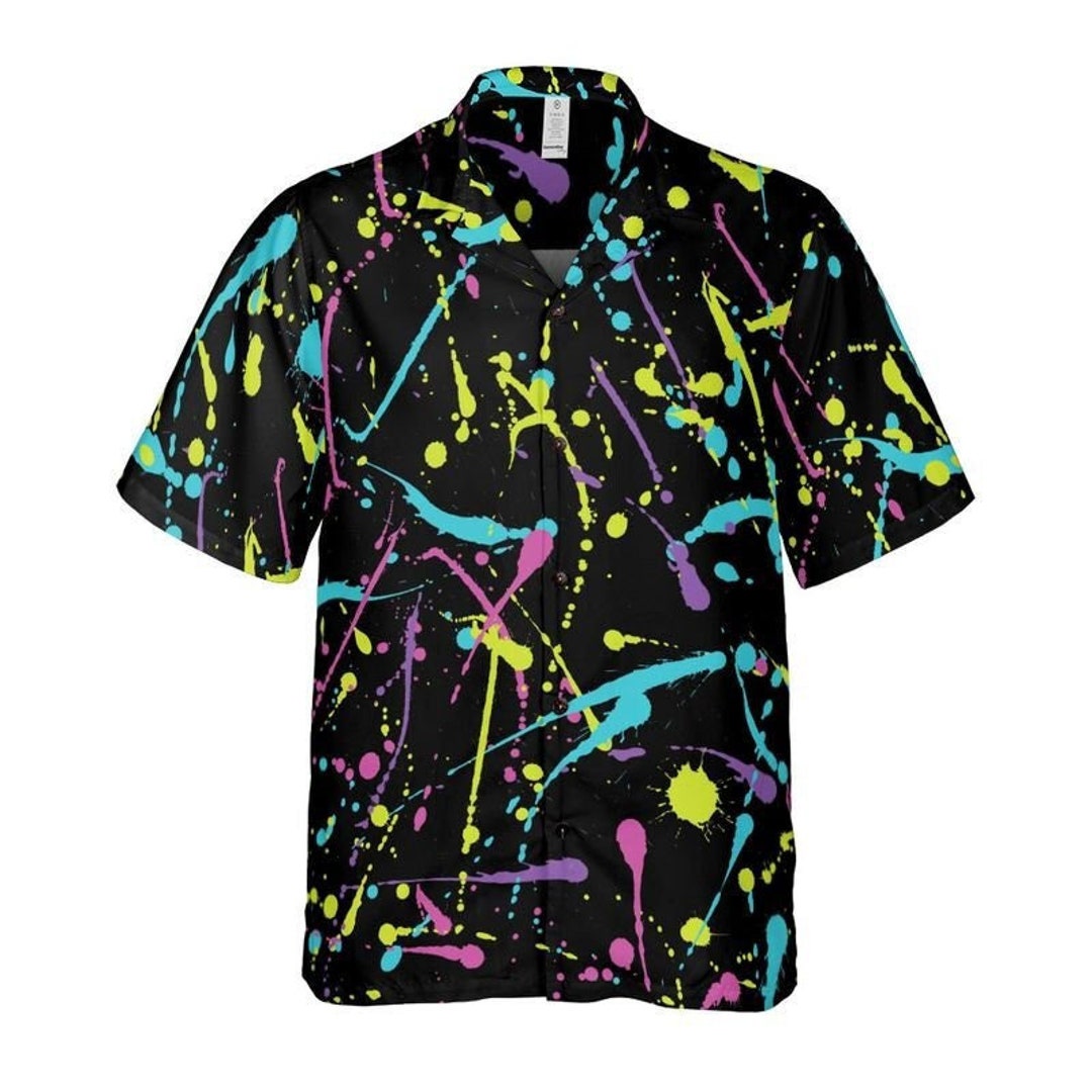 Bright Splattered Paint Button up Shirt - Etsy