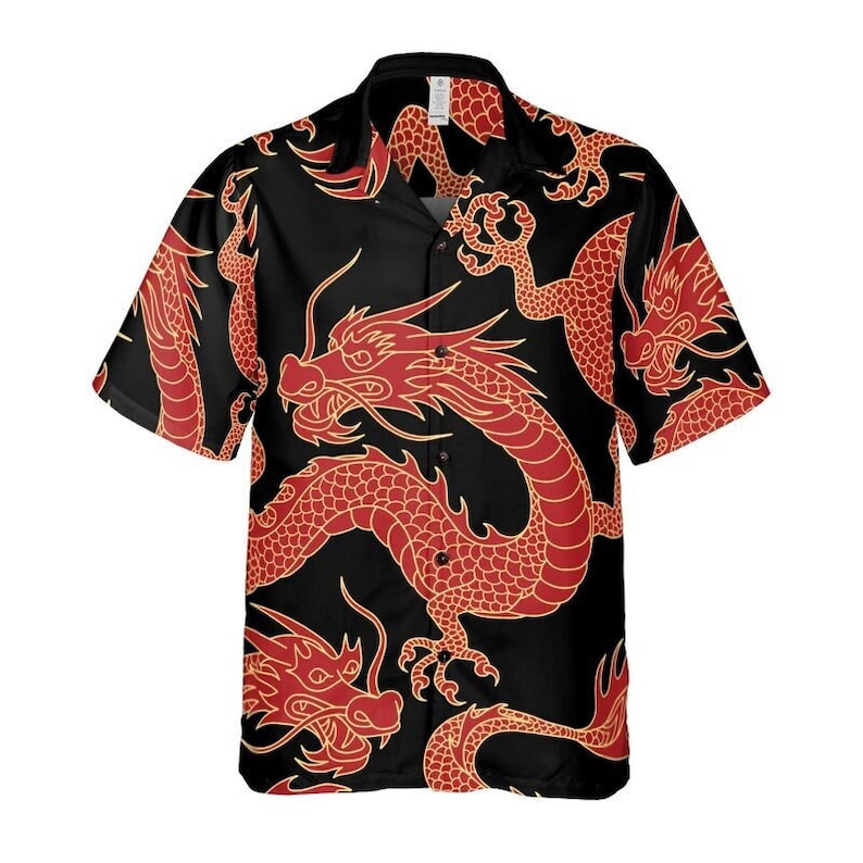 Red Dragon Button up Shirt - Etsy