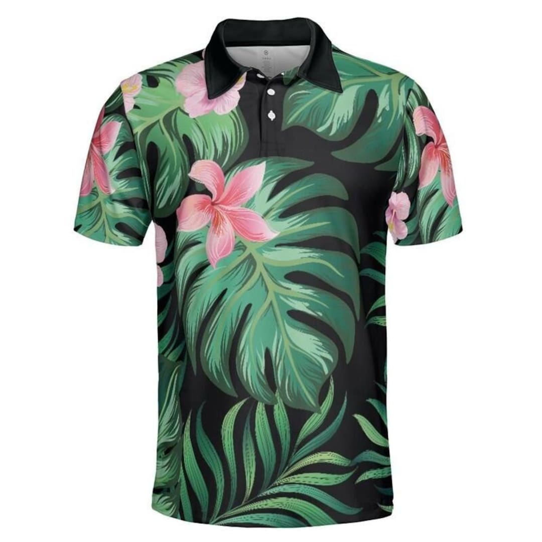 Summer Palm Leaves and Flowers Polo Shirt - Etsy