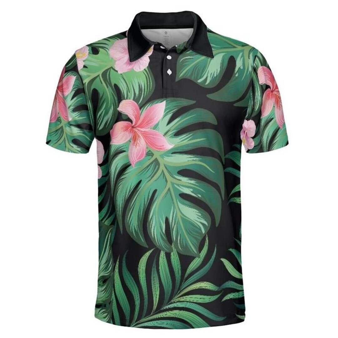 Summer Palm Leaves and Flowers Polo Shirt - Etsy