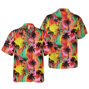 Colorful Palm Tree Swirls Button up Shirt - Etsy