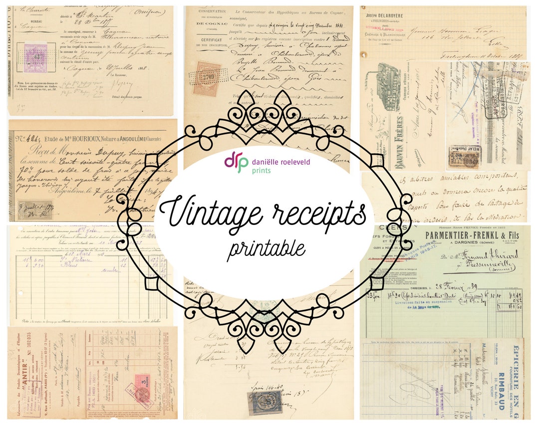 Printable Vintage French Receipts and Bills of Sale Pages, Ephemera ...