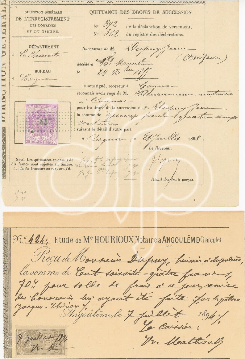 Printable Vintage French Receipts and Bills of Sale Pages, Ephemera ...
