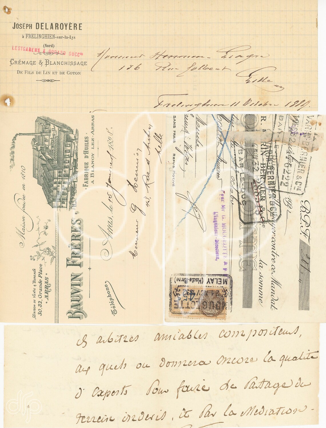 Printable Vintage French Receipts and Bills of Sale Pages, Ephemera ...