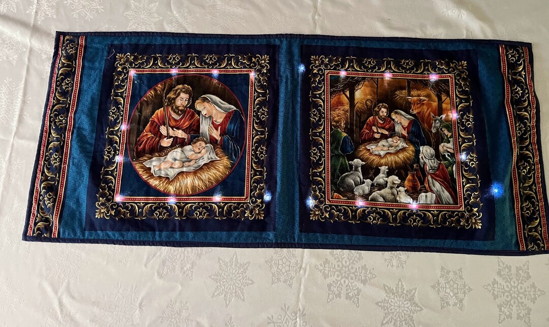 Nativity Two Panel Table Runner With Lights - Etsy