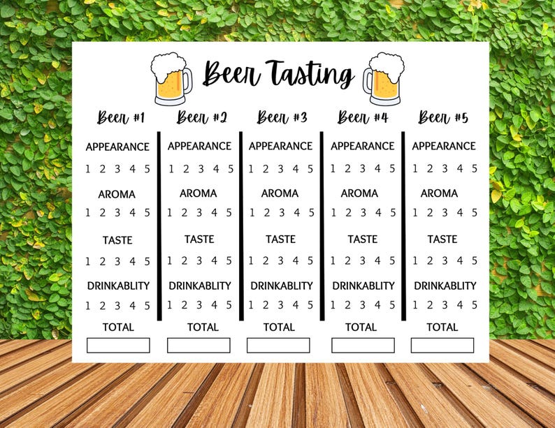 Beer Tasting Score Card | Beer Tasting Party | Beer Tasting Printable ...