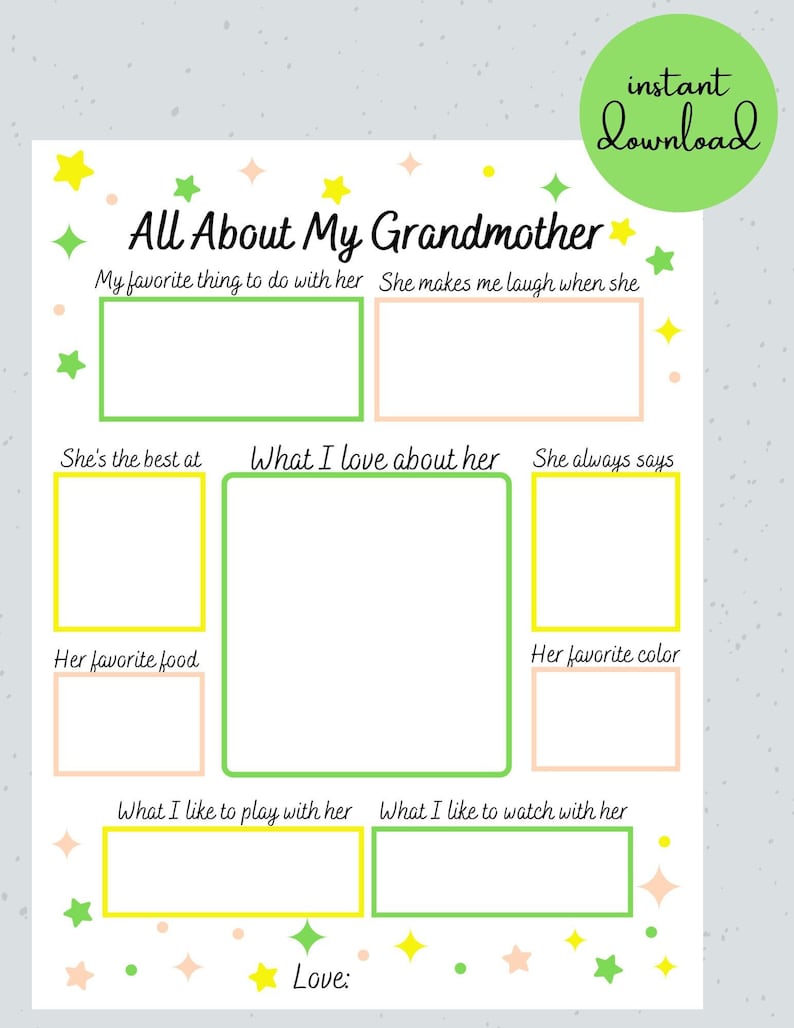 All About My Grandmother Grandma | Kid Gift for Grandmother | Birthday ...