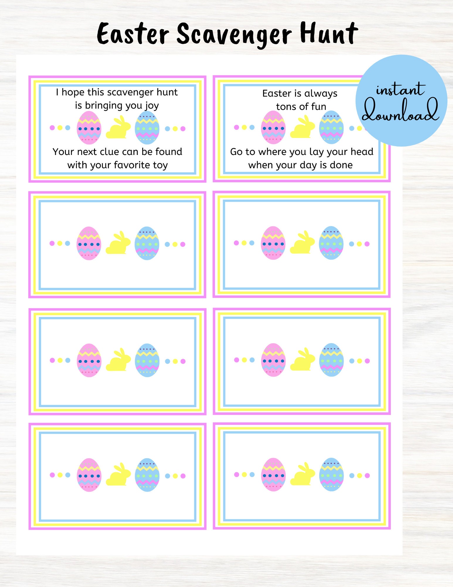 Easter Scavenger Hunt Clue Cards| Easter Treasure Hunt| Easter Gift ...