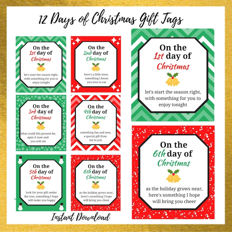 12 Days of Christmas Gift Tags | 12 Days of Christmas Printable | 12 ...