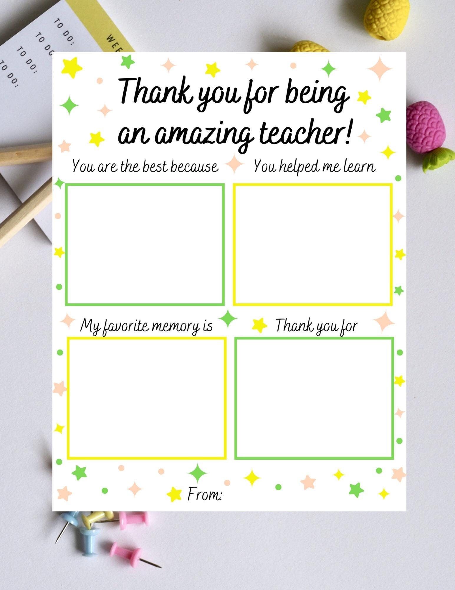 Teacher Appreciation Printable Personalized | Teacher Appreciation Gift ...
