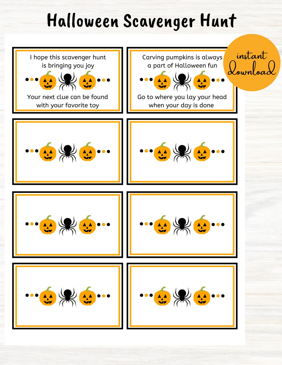 Halloween Scavenger Hunt Clue Cards| Halloween Treasure Hunt| Halloween ...