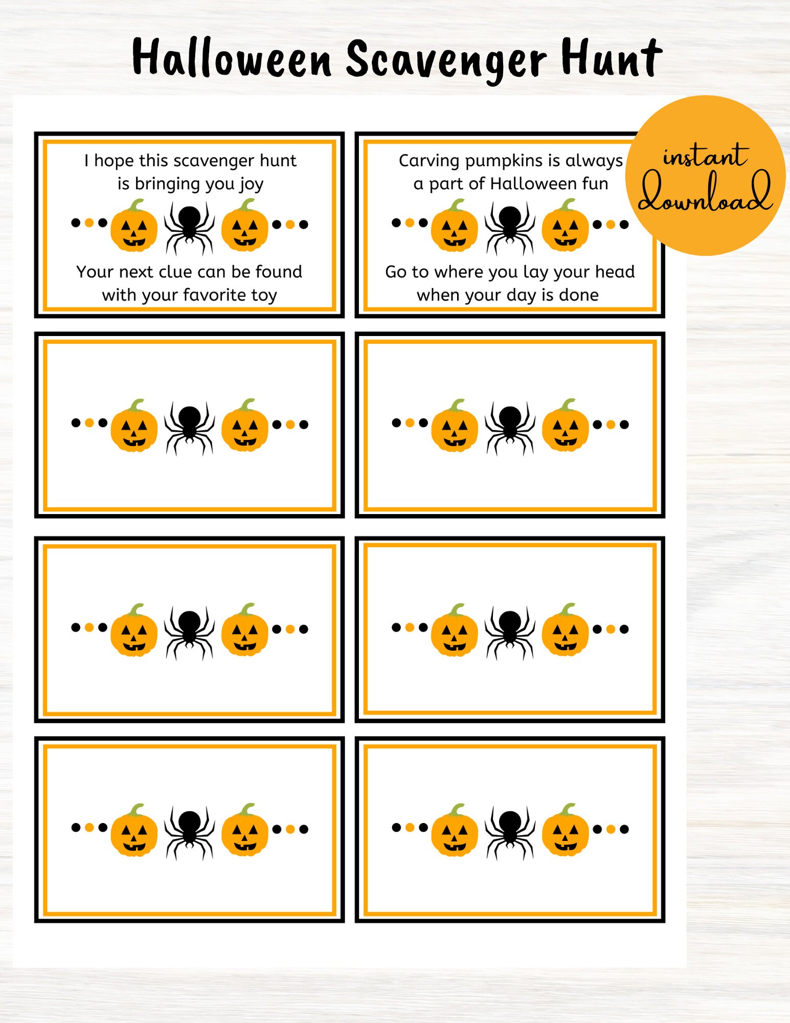 Halloween Scavenger Hunt Clue Cards| Halloween Treasure Hunt| Halloween ...