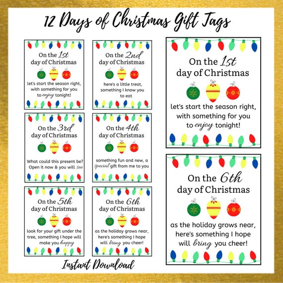 12 Days of Christmas Gift Tags 12 Days of Christmas | Etsy