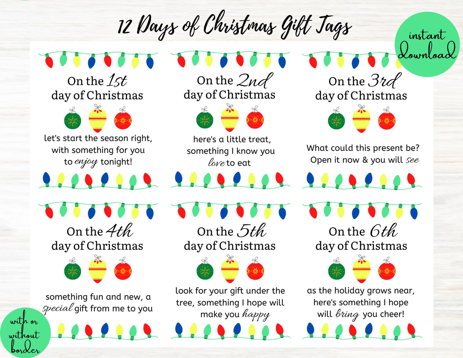 12 Days of Christmas Gift Tags | 12 Days of Christmas Printable ...