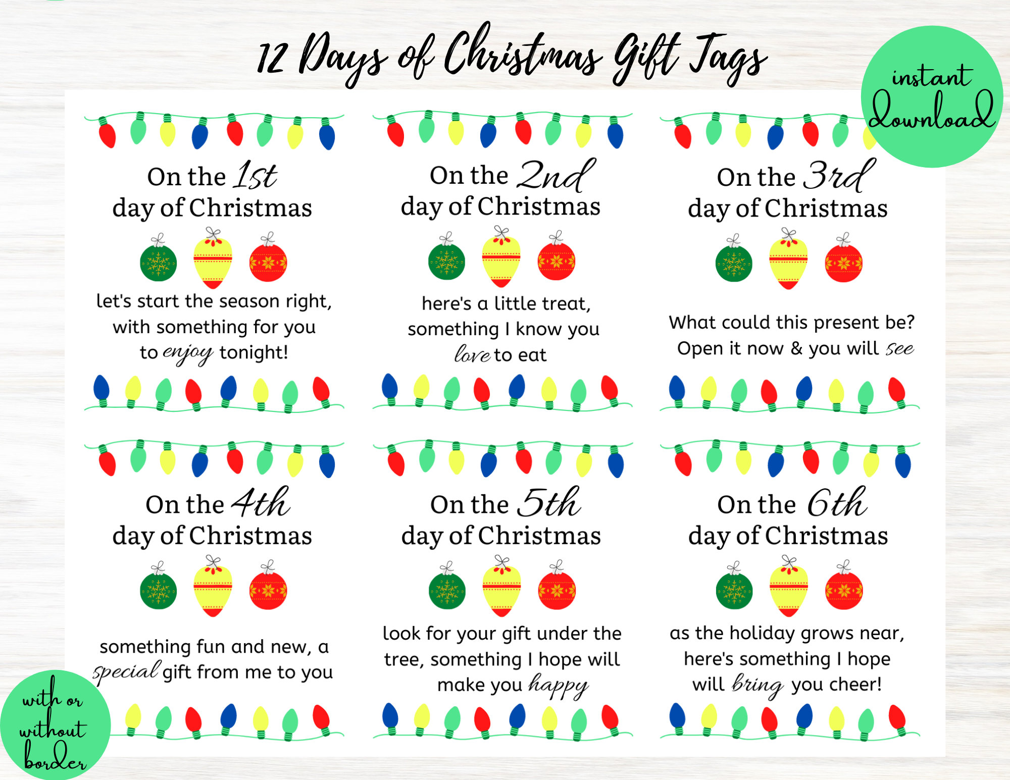 12 Days of Christmas Gift Tags | 12 Days of Christmas Printable ...