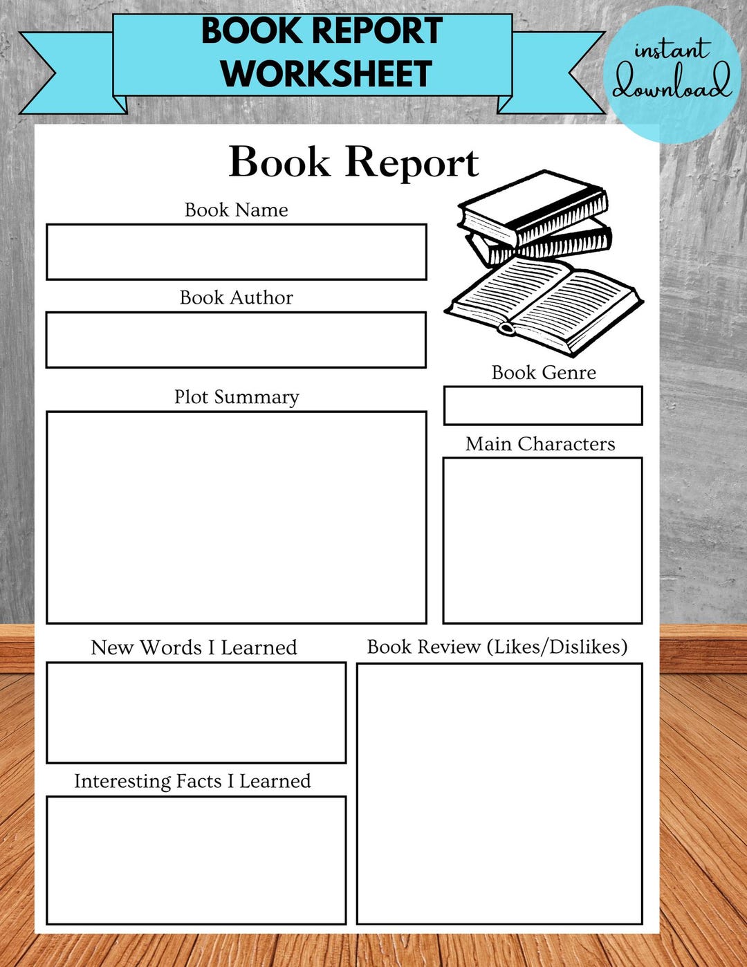 Book Report Worksheet Information Research Kids Homeschool Classroom ...