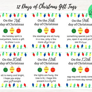 12 Days of Christmas Gift Tags | 12 Days of Christmas Printable ...