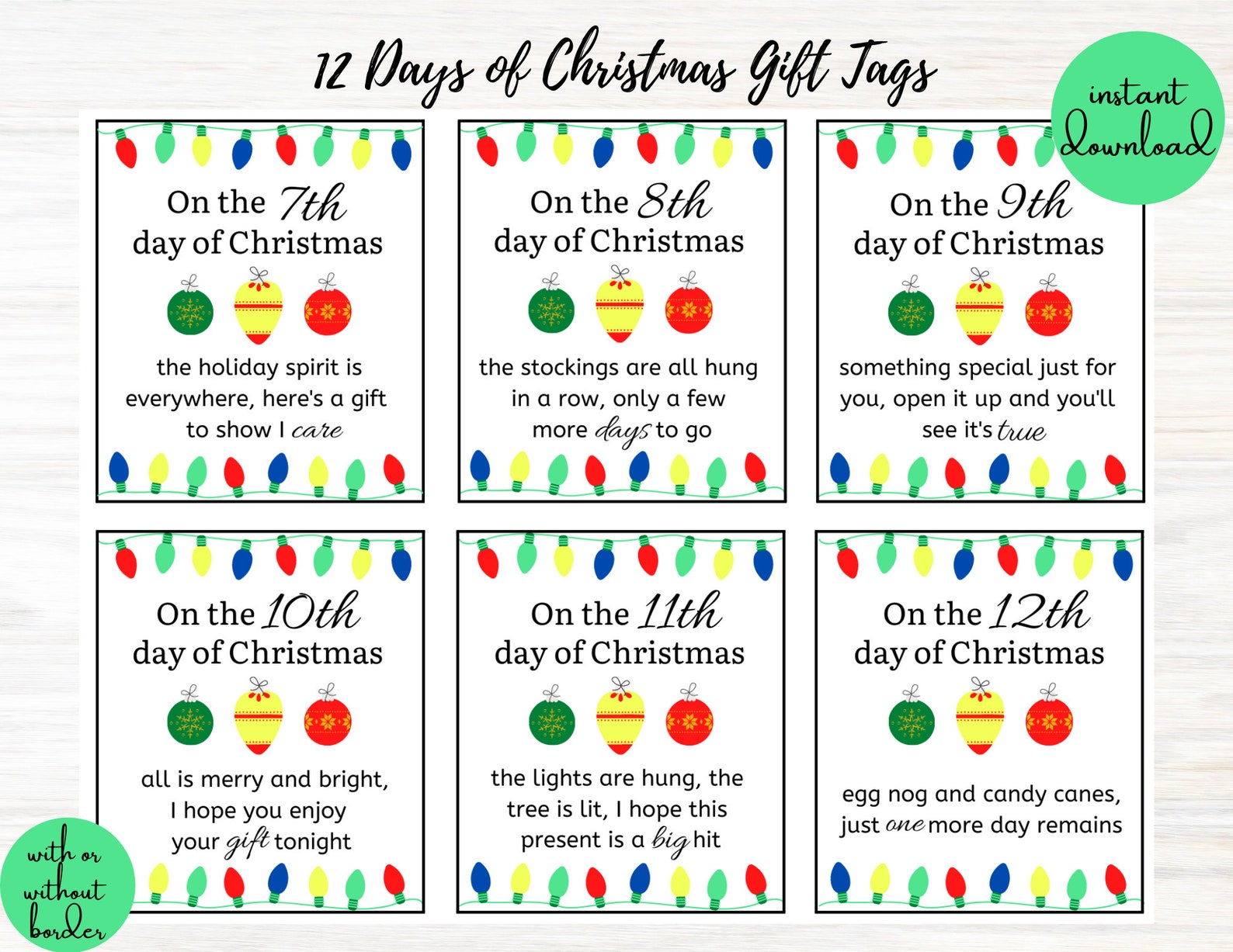 12 Days of Christmas Gift Tags | 12 Days of Christmas Printable ...