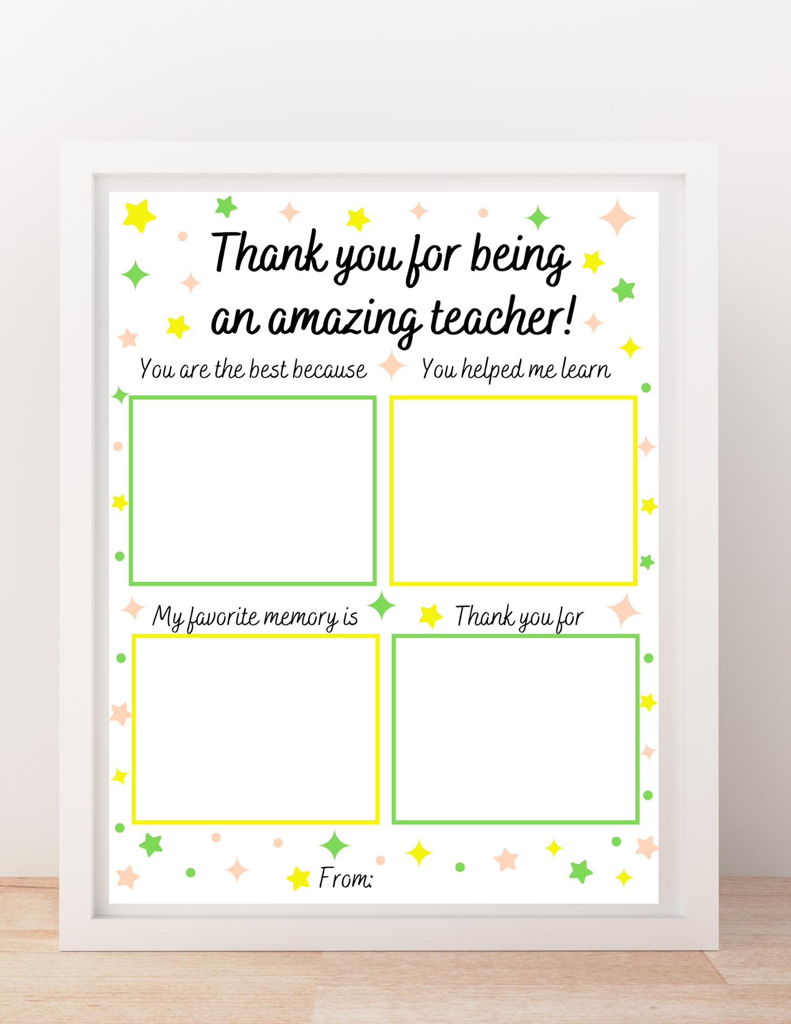 Teacher Appreciation Printable Personalized | Teacher Appreciation Gift ...